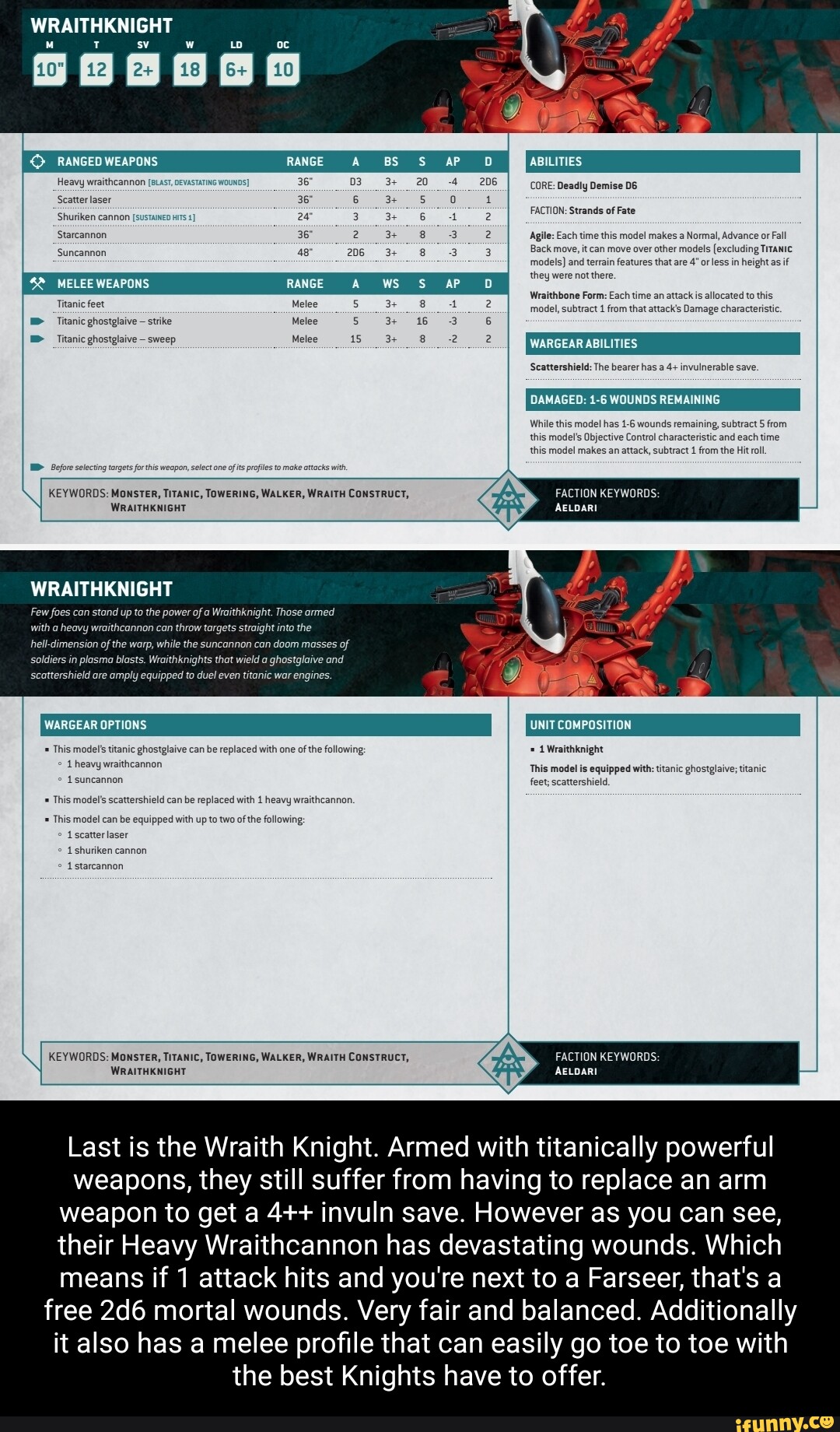 WRAITHKNIGHT RANGED WEAPONS ABILITIES Heavy wraithcannon [BLAsT ...