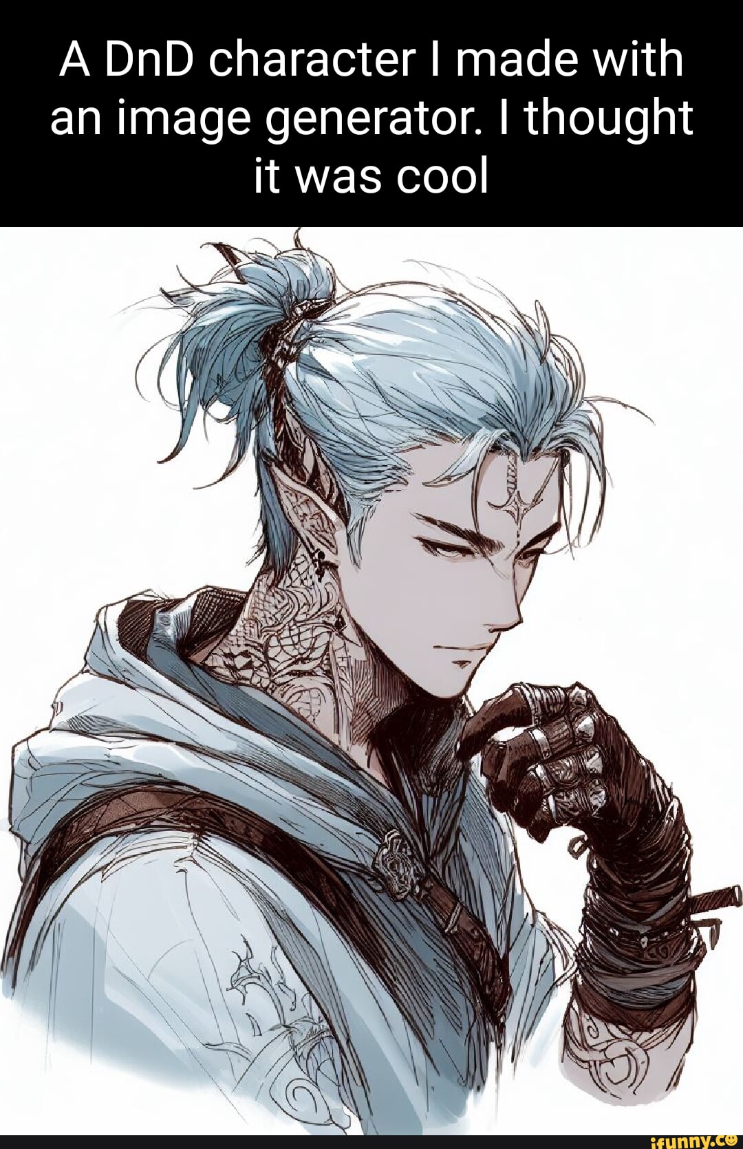 A DnD character I made with an image generator. I thought it was cool ...