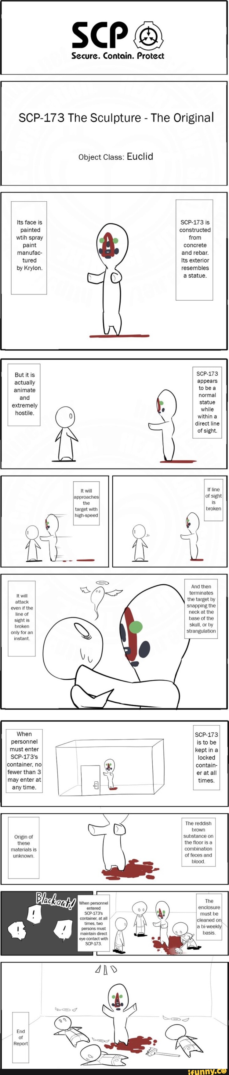 SCP Secure. Contain. Protect SCP-173 The Sculpture - The Original Object Class: Euclid Its face ...