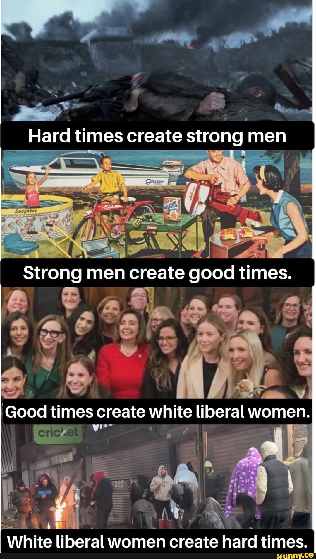 Hard times create strong men Strong men create good times. Good times ...