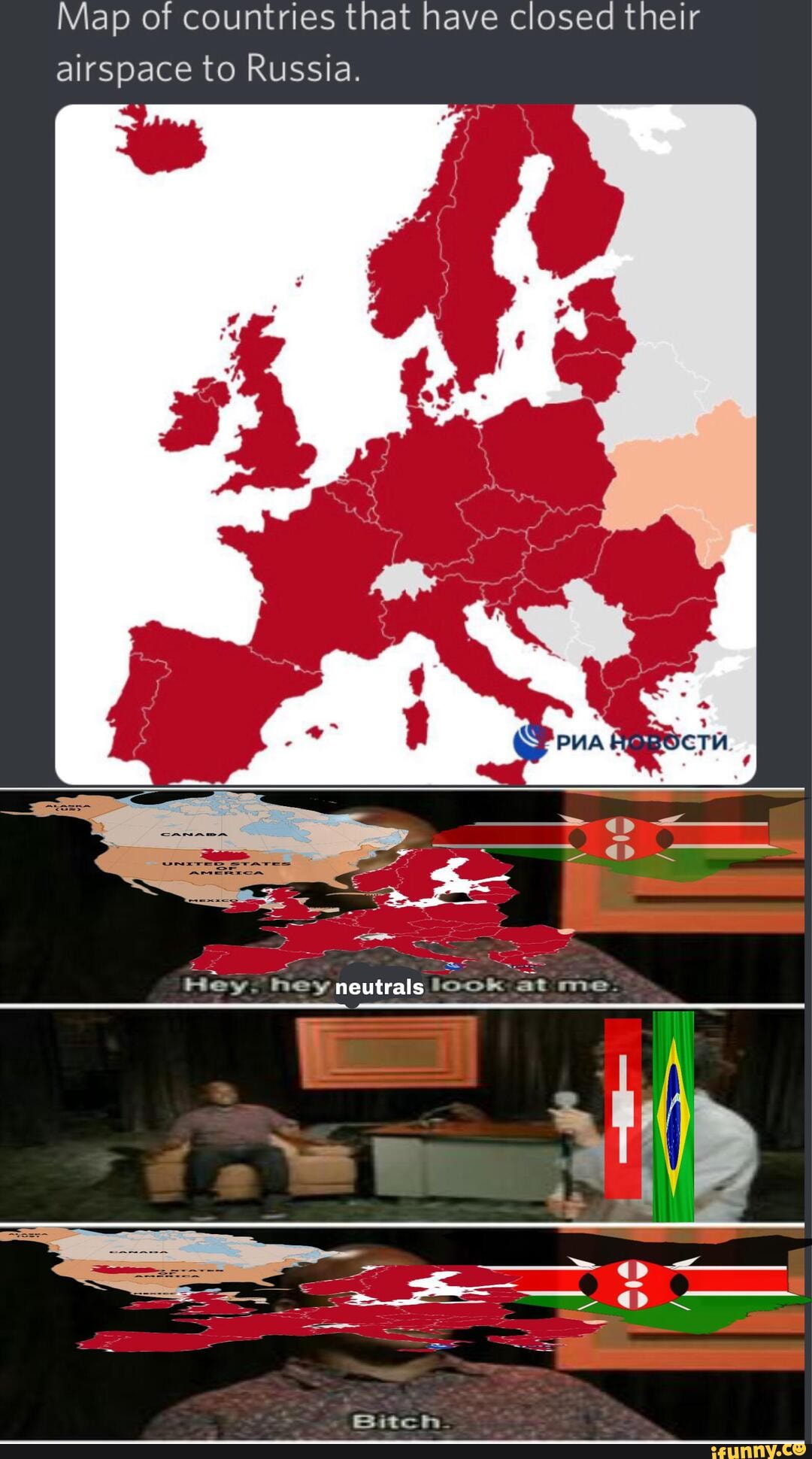 Map of countries that have closed their airspace to Russia. Hey. hey ...