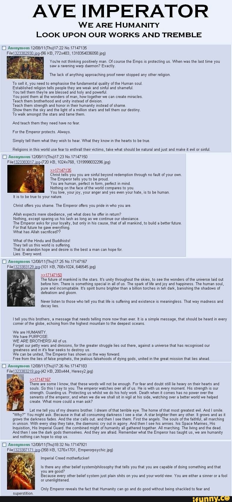 AVE IMPERATOR WE ARE HUMANITY LOOK UPON OUR WORKS AND TREMBLE D An ...