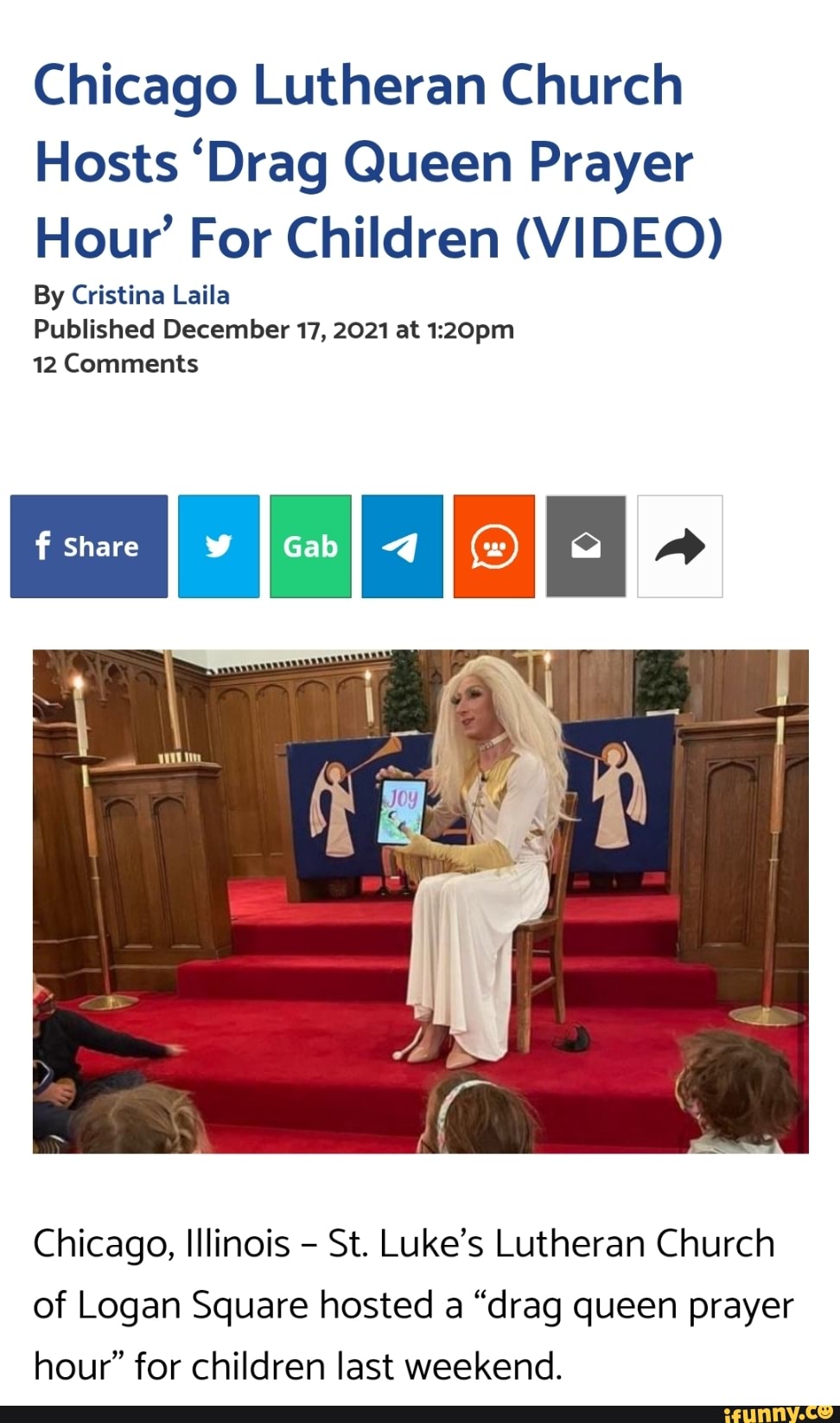 Chicago Lutheran Church Hosts 'Drag Queen Prayer Hour' For Children ...