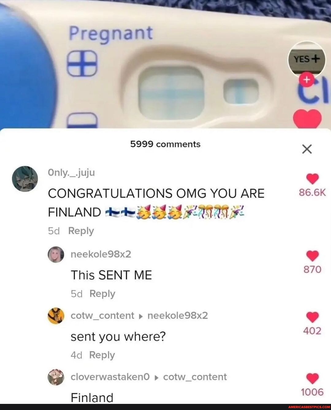 Finland - Pregnant 5999 comments x Only._.juju CONGRATULATIONS OMG YOU ARE 86.6K FINLAND Sd ...