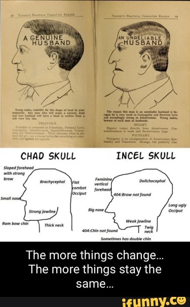 CHAD SKULL INCEL SKULL The more things change... The more things stay ...