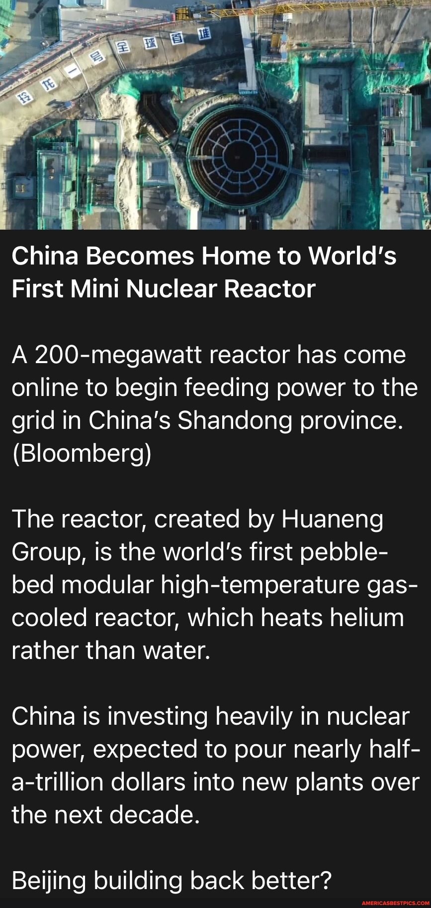 China Becomes Home to World's First Mini Nuclear Reactor A 200-megawatt ...