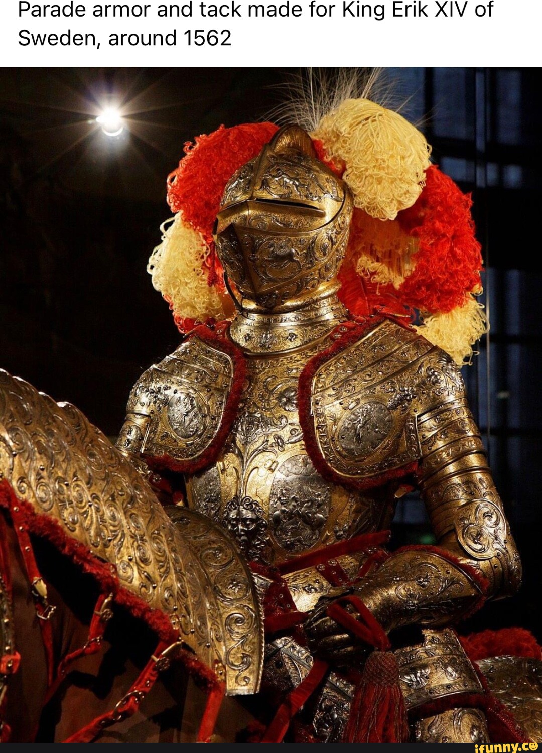 Parade armor and tack made for King Erik XIV of Sweden, around 1562 ...