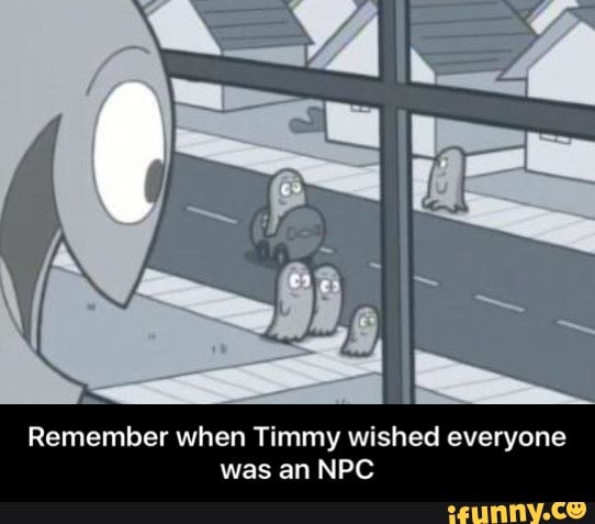 Remember when Timmy wished everyone was an NPC - iFunny