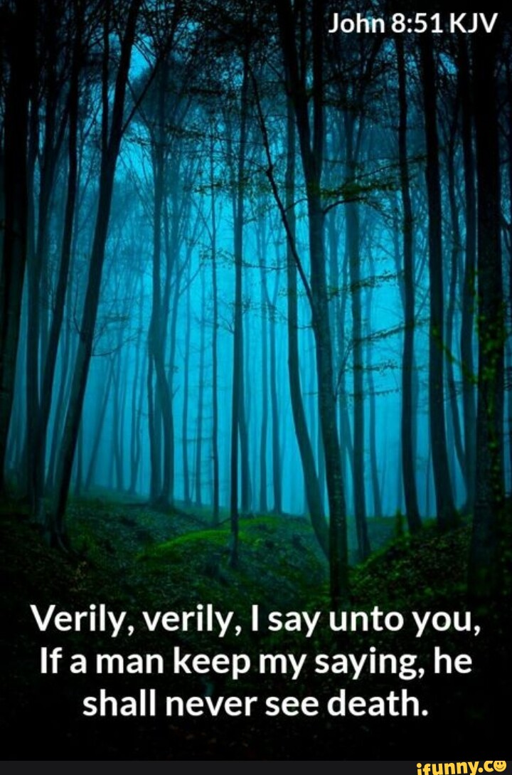 John KJV Verily, verily, I say unto you, If aman keep my saying, he ...