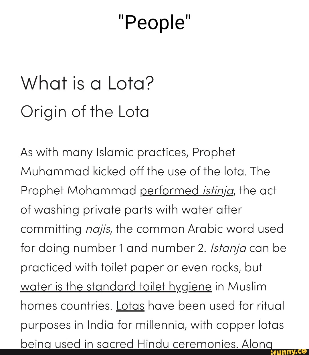 "People" What is a Lota? Origin of the Lota As with many Islamic ...
