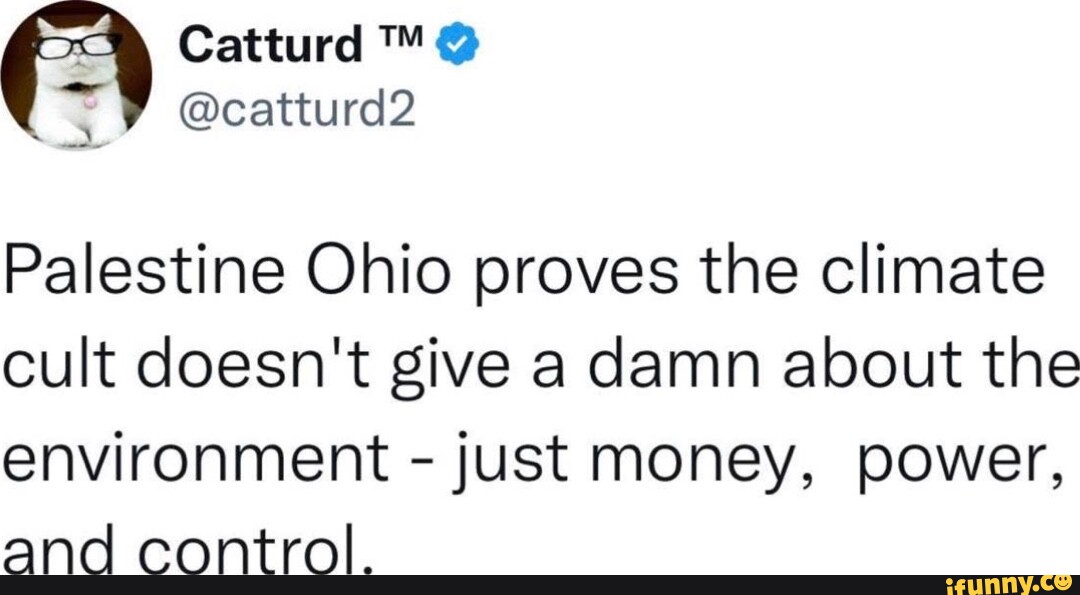 Catturd @catturd2 Palestine Ohio proves the climate cult doesn't give a ...