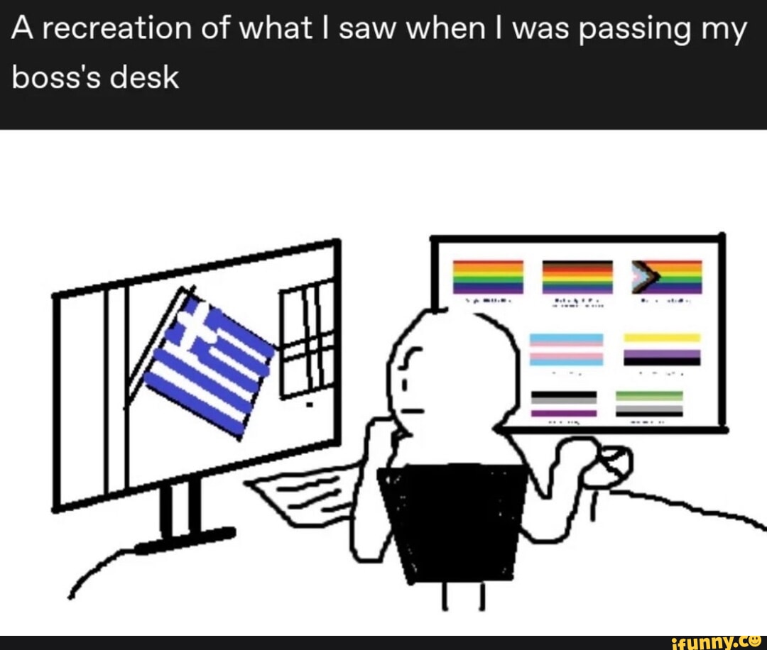 A recreation of what I saw when I was passing my boss's desk - iFunny