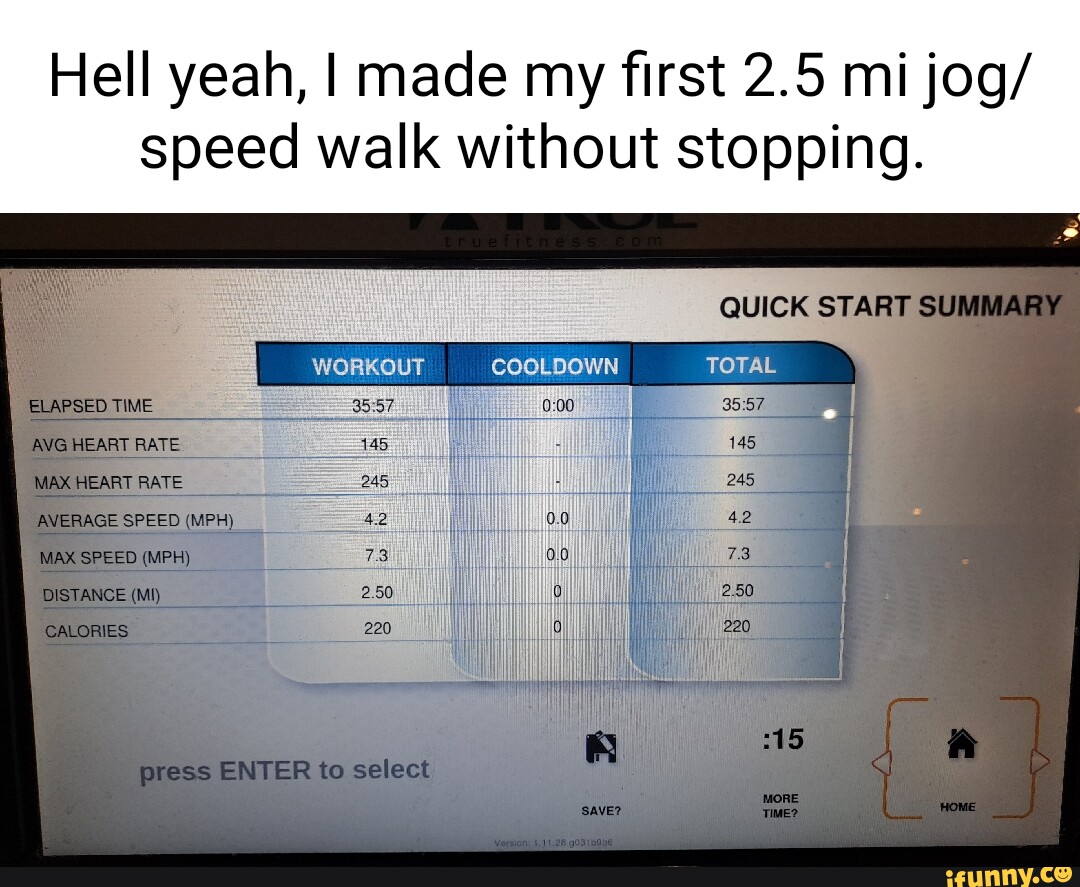 Hell yeah, I made my first 2.5 mi jog/ speed walk without stopping ...