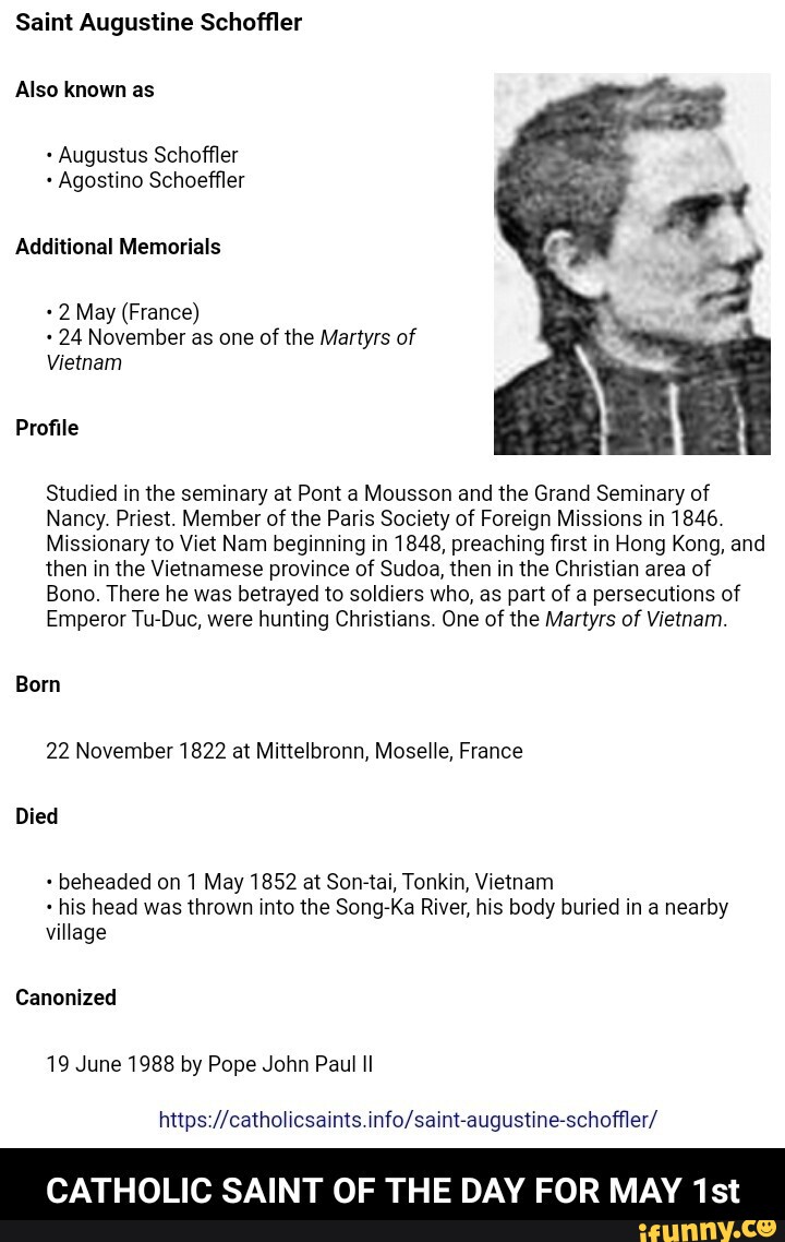 Saint Augustine Schoffler Also known as Augustus Schoffler + Agostino ...