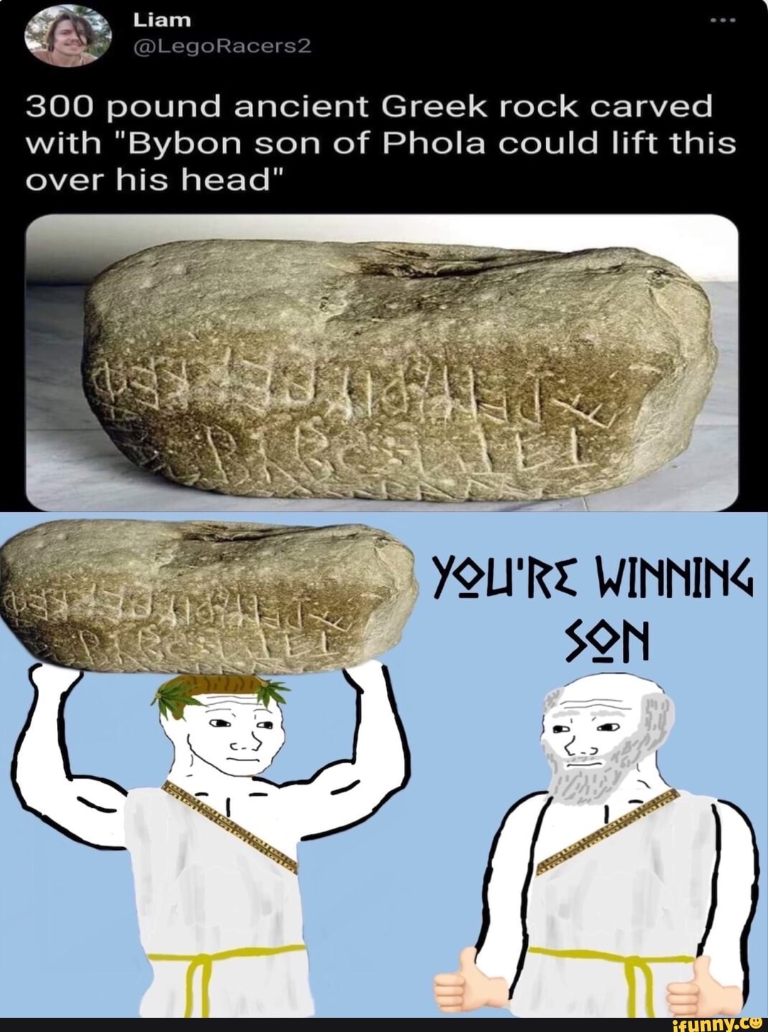 Liam 300 pound ancient Greek rock carved with "Bybon son of Phola could ...