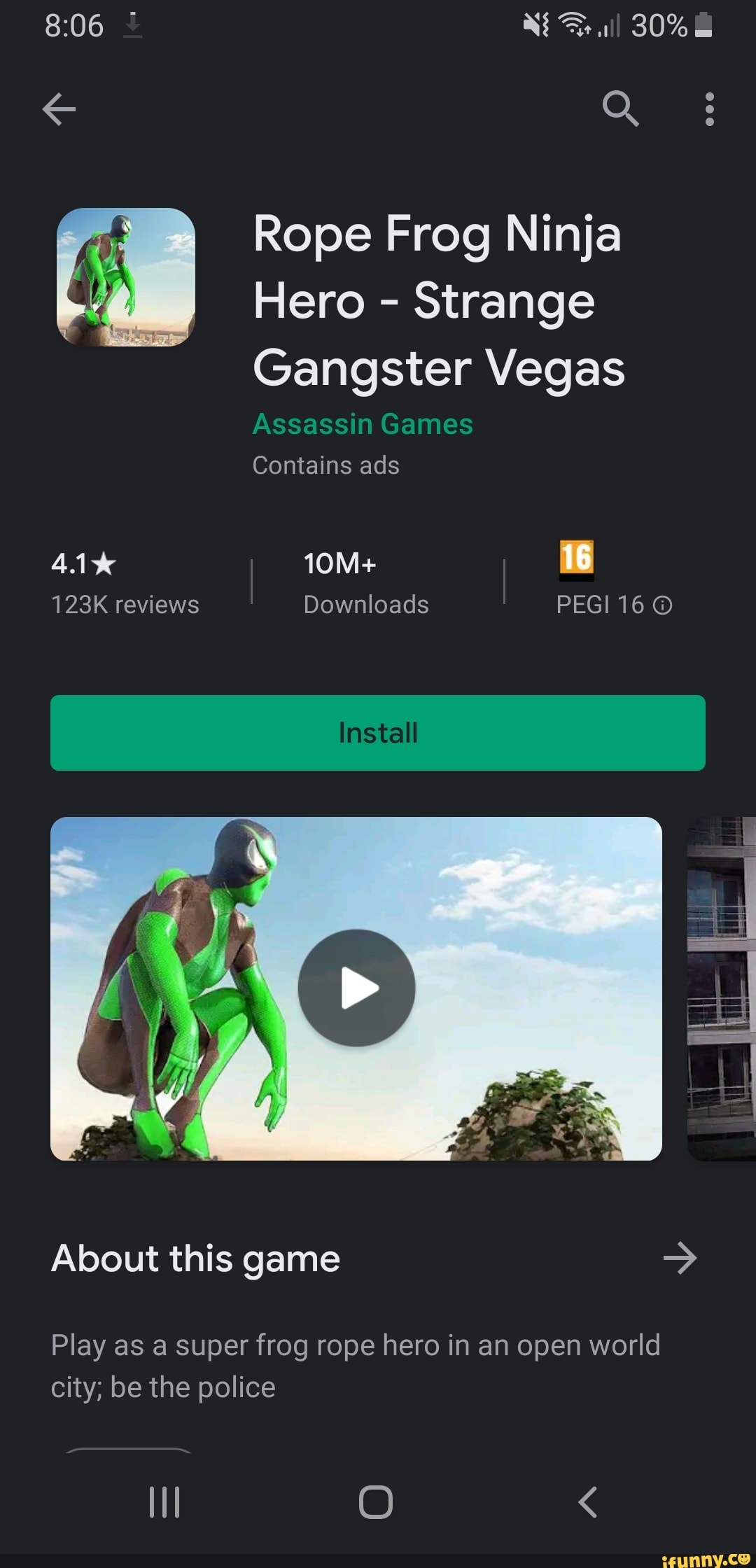 Rope Frog Ninja Strange Gangster Vegas About this game Play as a super ...