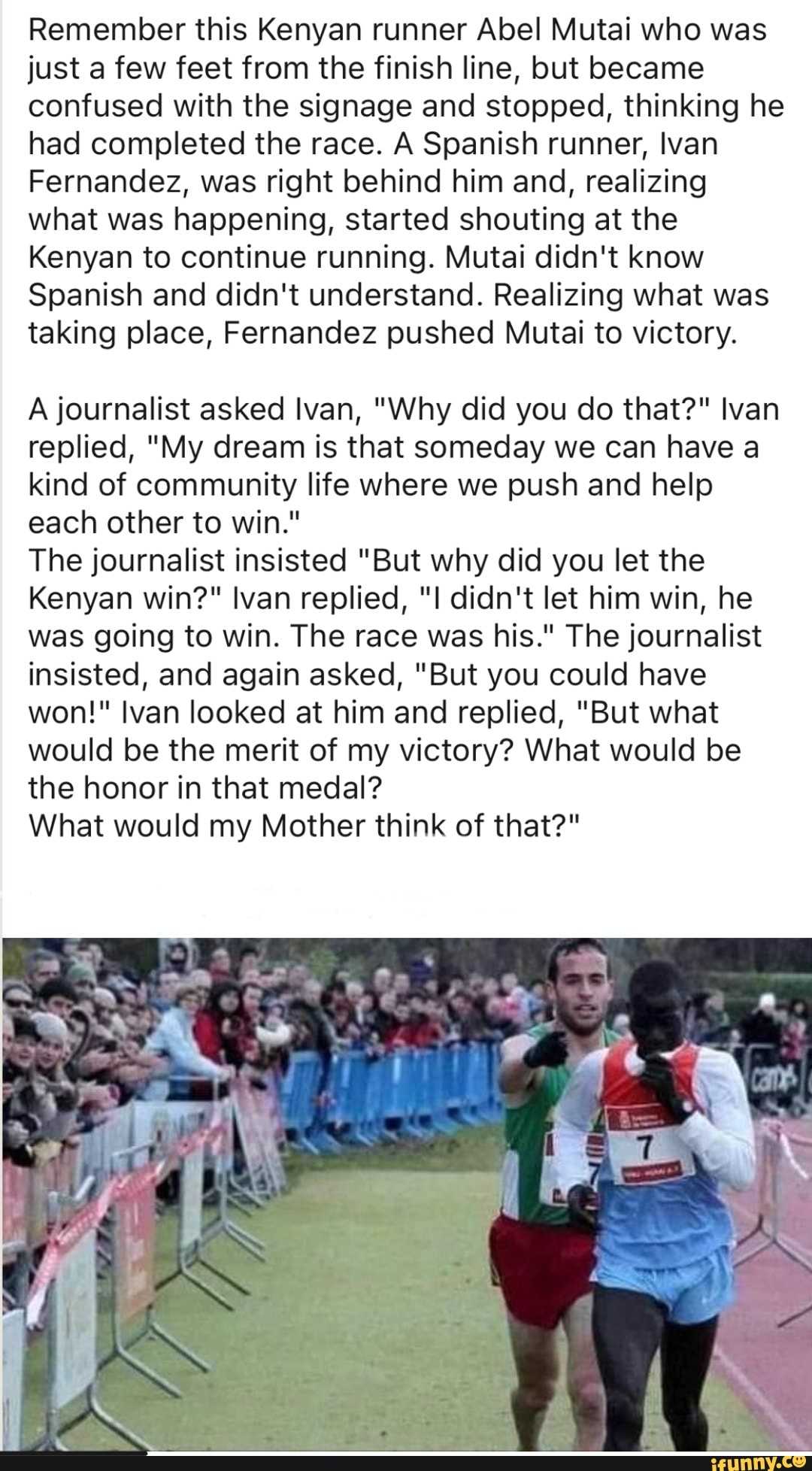 Remember this Kenyan runner Abel Mutai who was just a few feet from the ...