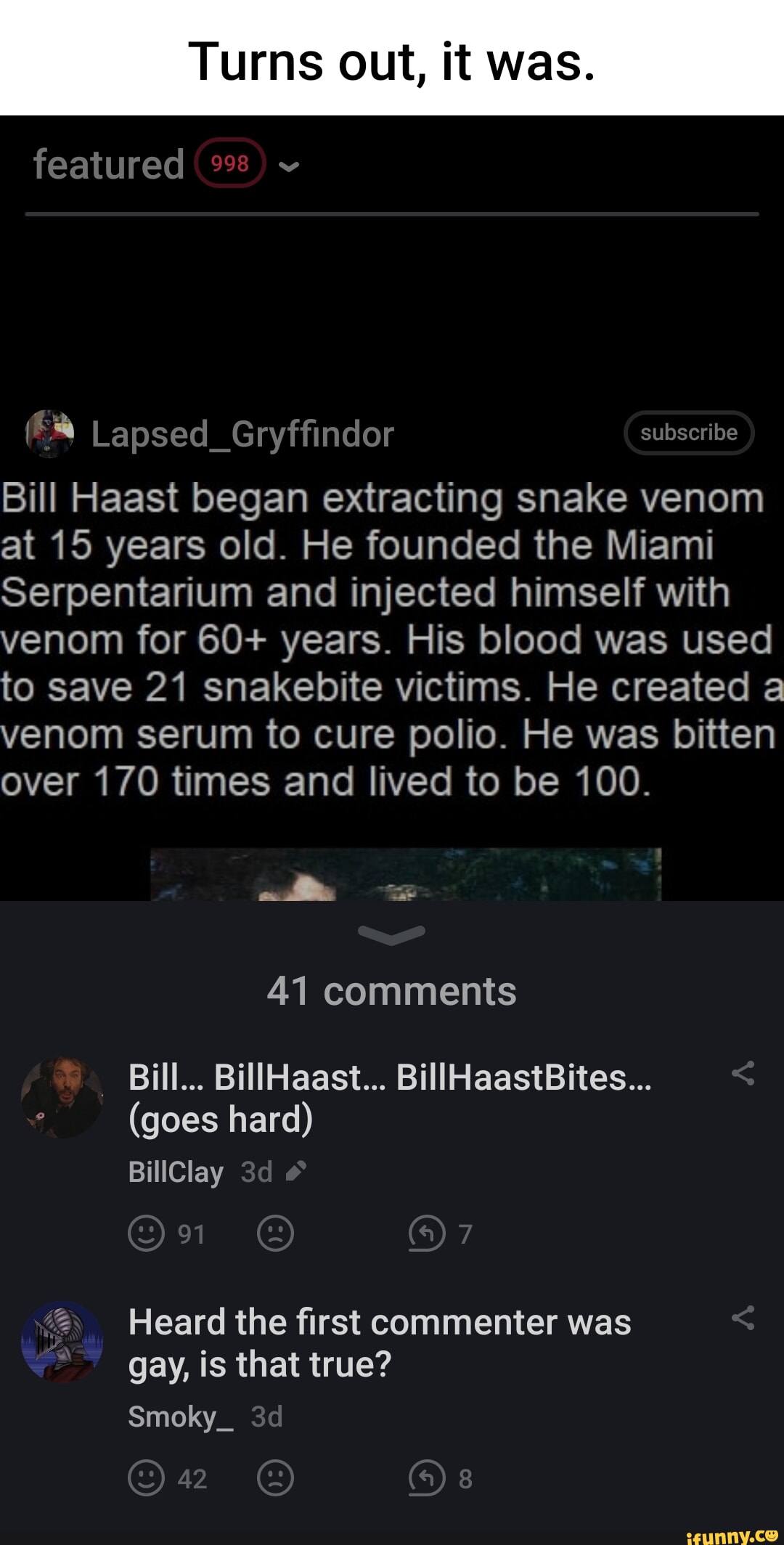 Turns out, it was. 998 Lapsed_( do Bill Haast began extracting snake ...