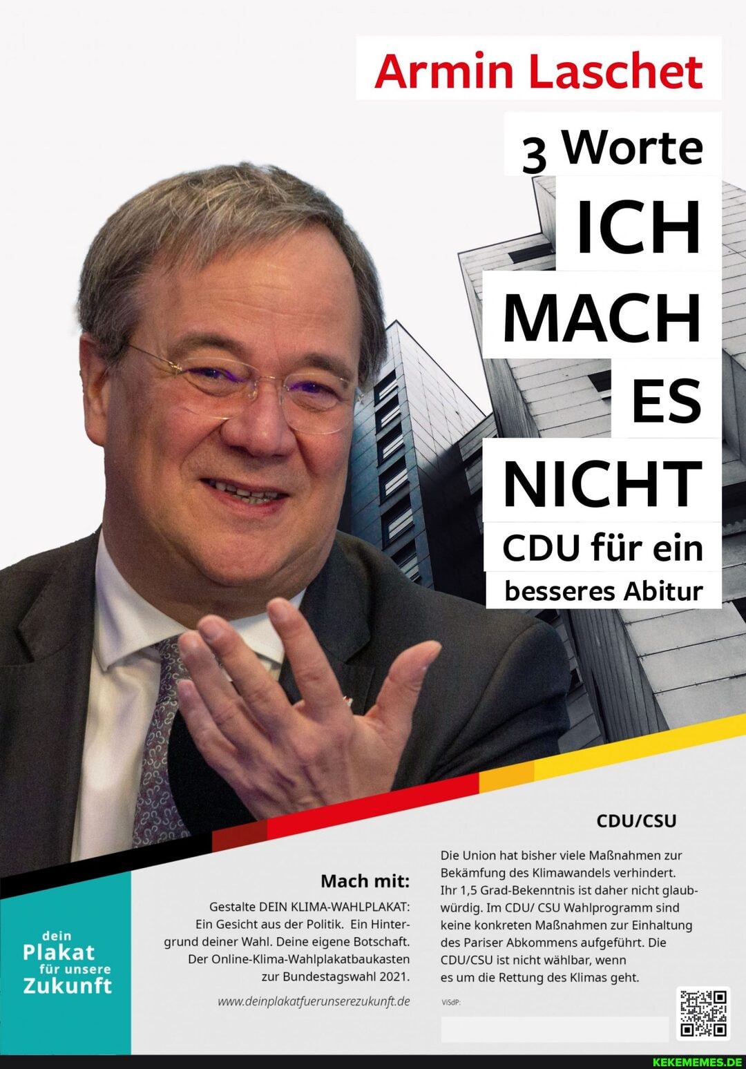 Armin Laschet Mach mit: Gestalte DEIN KLIMA-WAHLPLAKAT: Ein Gesicht aus ...