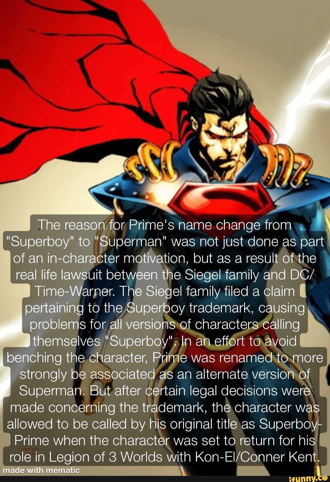 The reason for Prime's nan "Superboy" to "Superman" was not I of an in ...
