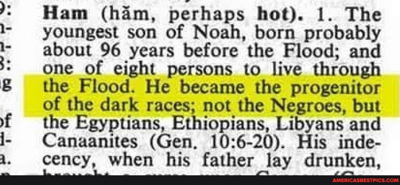 Ham (ham, perhaps hot). 1. The youngest son of Noah, born probably ...