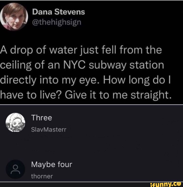 Dana Stevens A drop of water just fell from the ceiling of an NYC ...