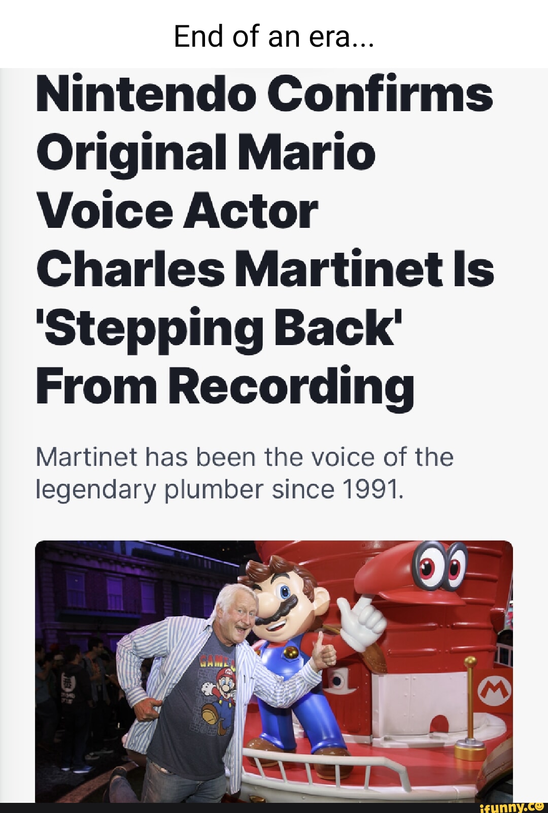 End of an era... Nintendo Confirms Original Mario Voice Actor Charles ...