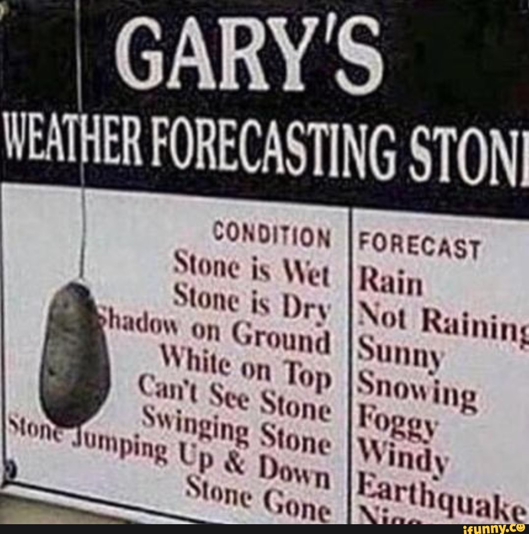 GARY'S WEATHER FORECASTING STON CONDITION Stone is Wet Stone is Dry On ...