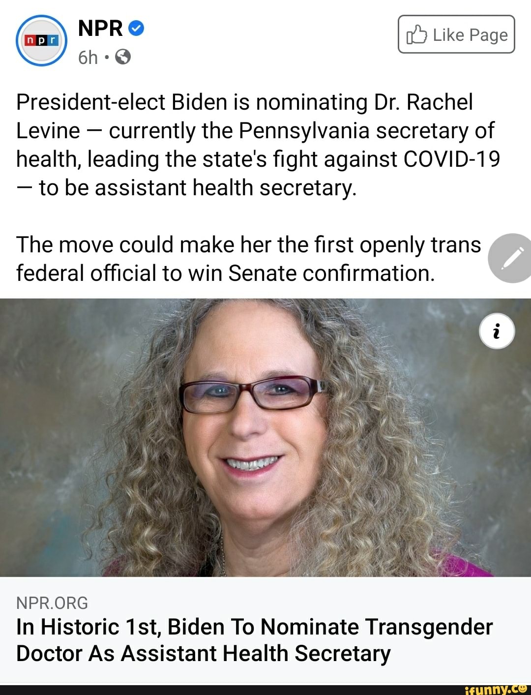 President-elect Biden is nominating Dr. Rachel Levine - currently the ...