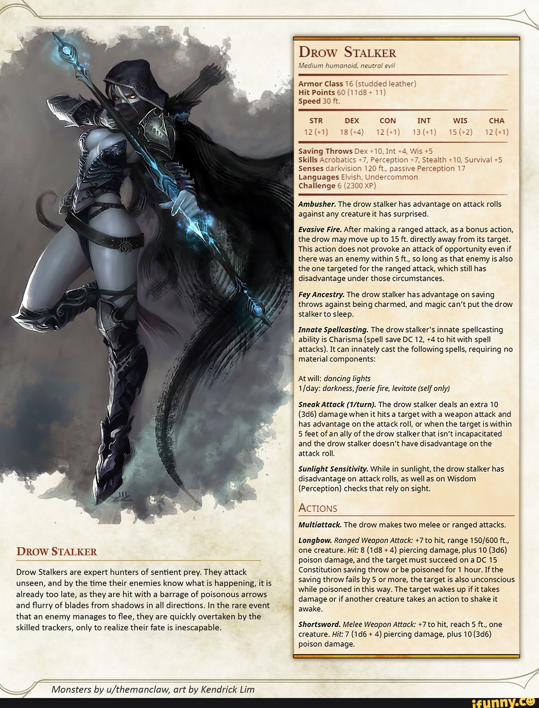 DROW STALKER Drow Stalkers are expert hunters of sentient prey. They ...