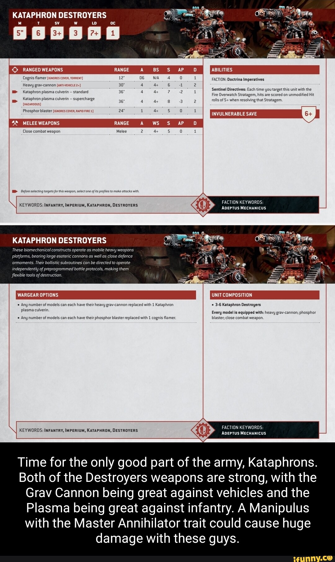 KATAPHRON DESTROYERS oc RANGED WEAPONS ABILITIES Cognis flamer [icNones ...