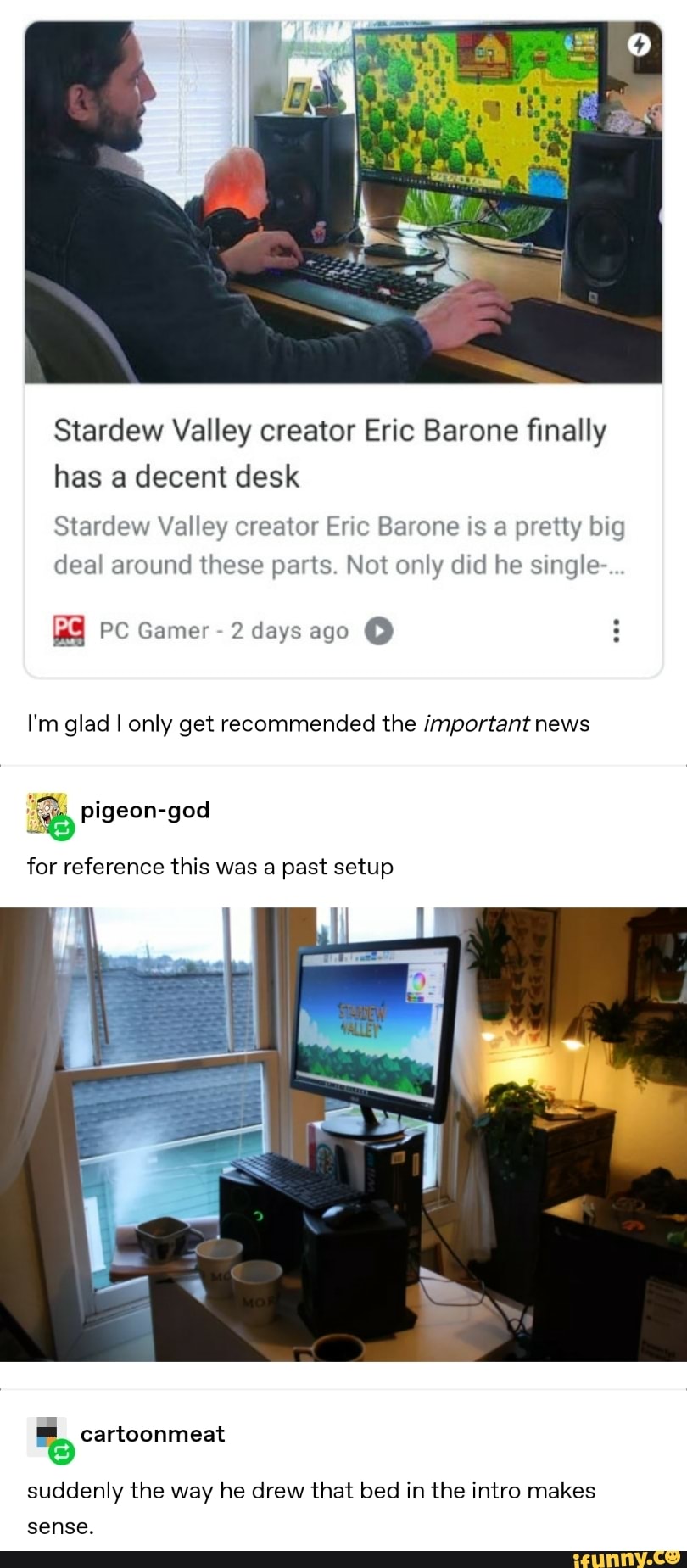 Stardew Valley creator Eric Barone finally has a decent desk Stardew ...