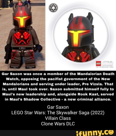 Gar Saxon was once a member of the Mandalorian Death Watch, opposing ...