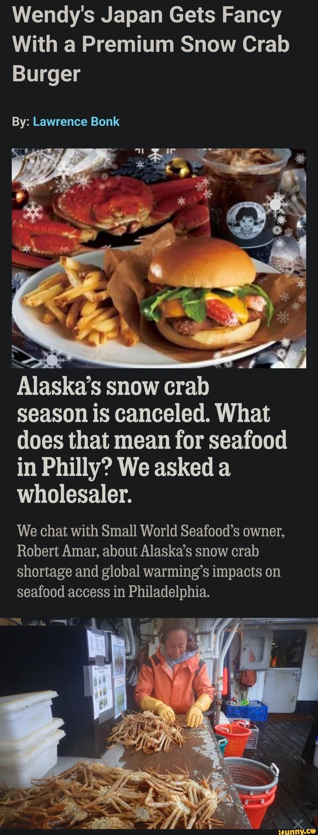 Wendy's Japan Gets Fancy With a Premium Snow Crab Burger By: Lawrence ...