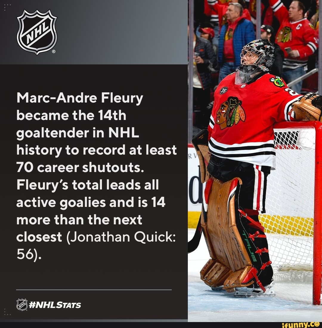 Marc-Andre Fleury became the 14th goaltender in NHL history to record ...