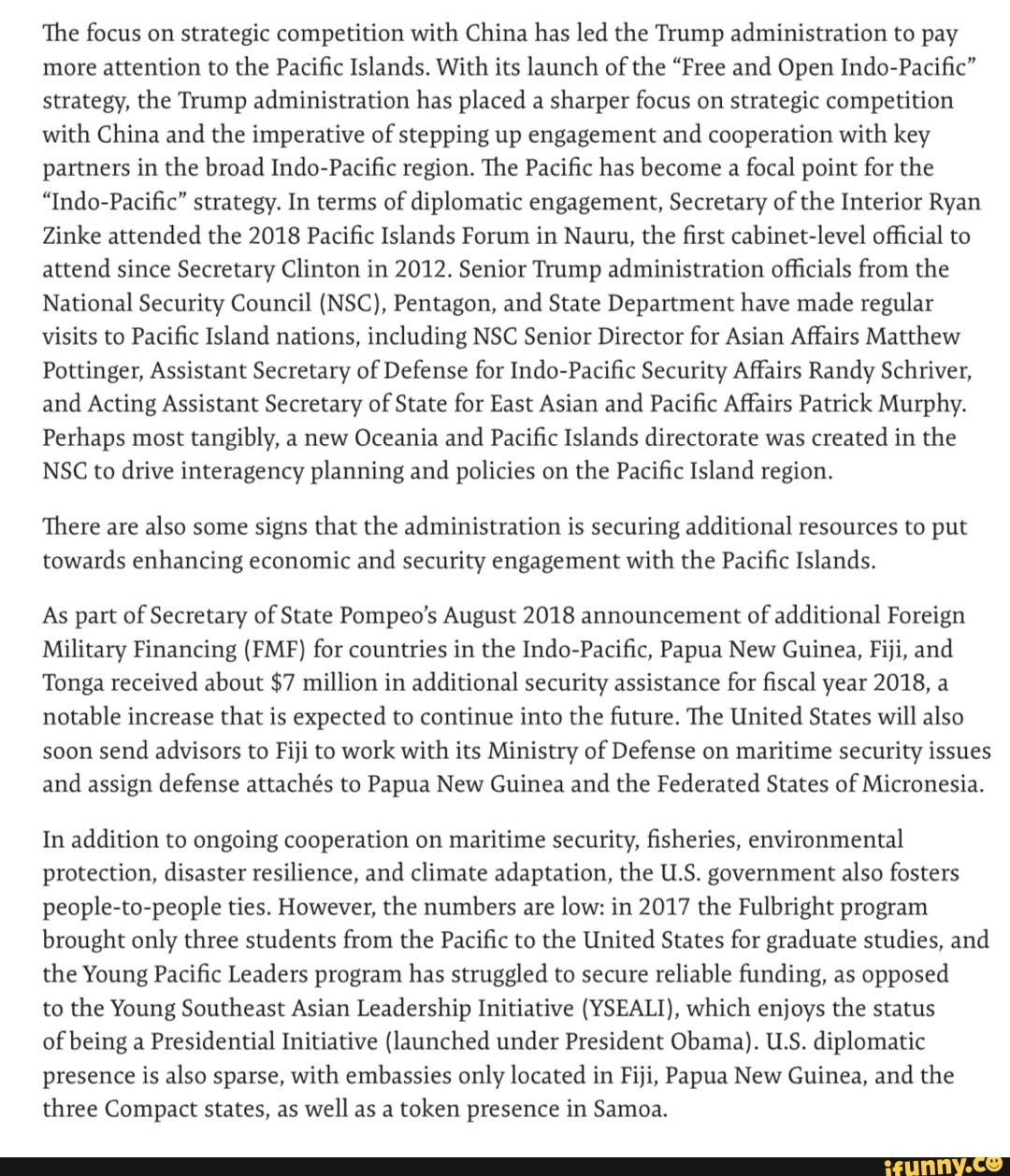 The focus on strategic competition with China has led the Trump ...