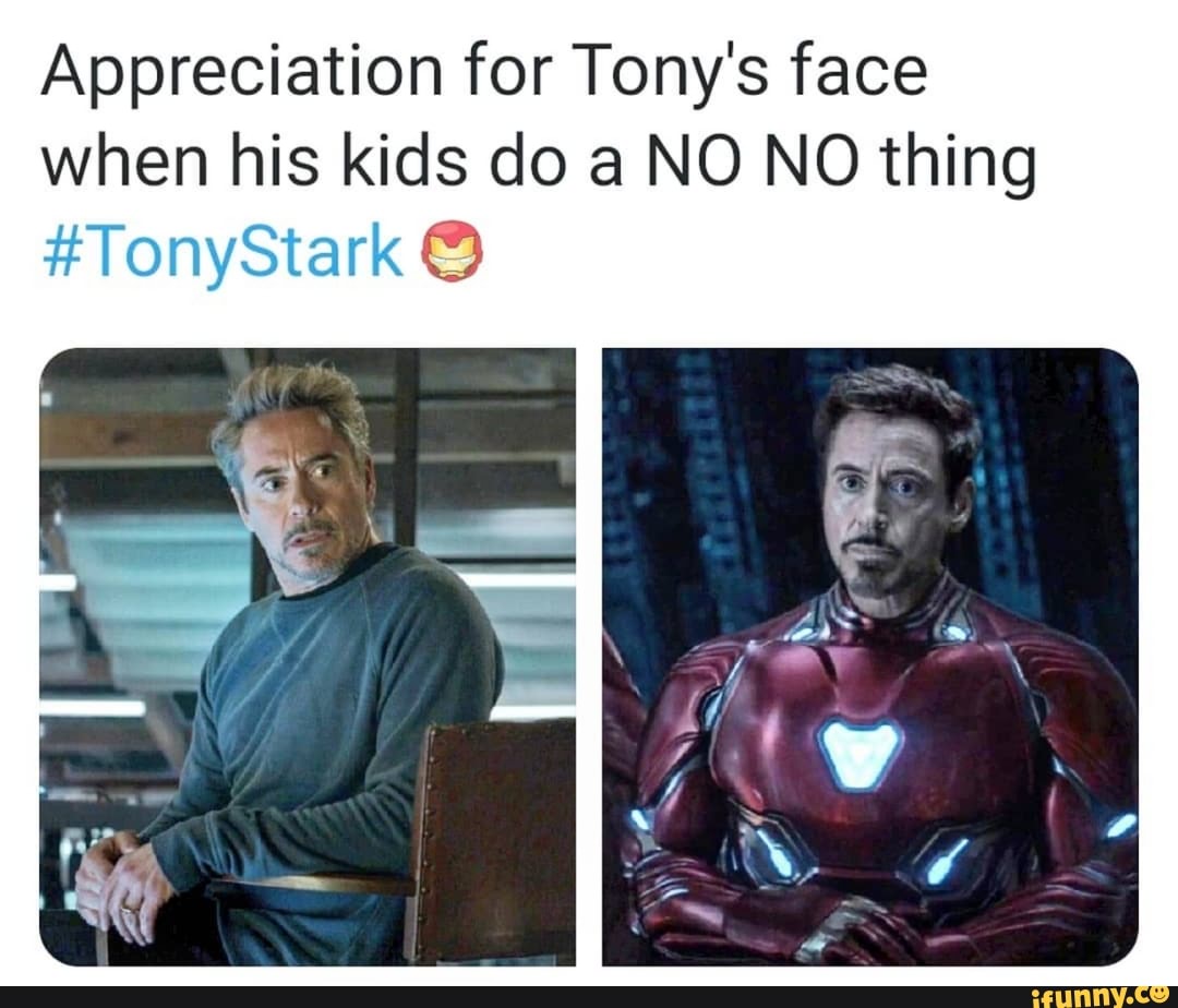 Appreciation for Tony's face when his kids do a NO NO thing #TonyStark