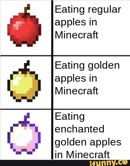 Eating regular apples in Minecraft Eating golden apples in Minecraft ...