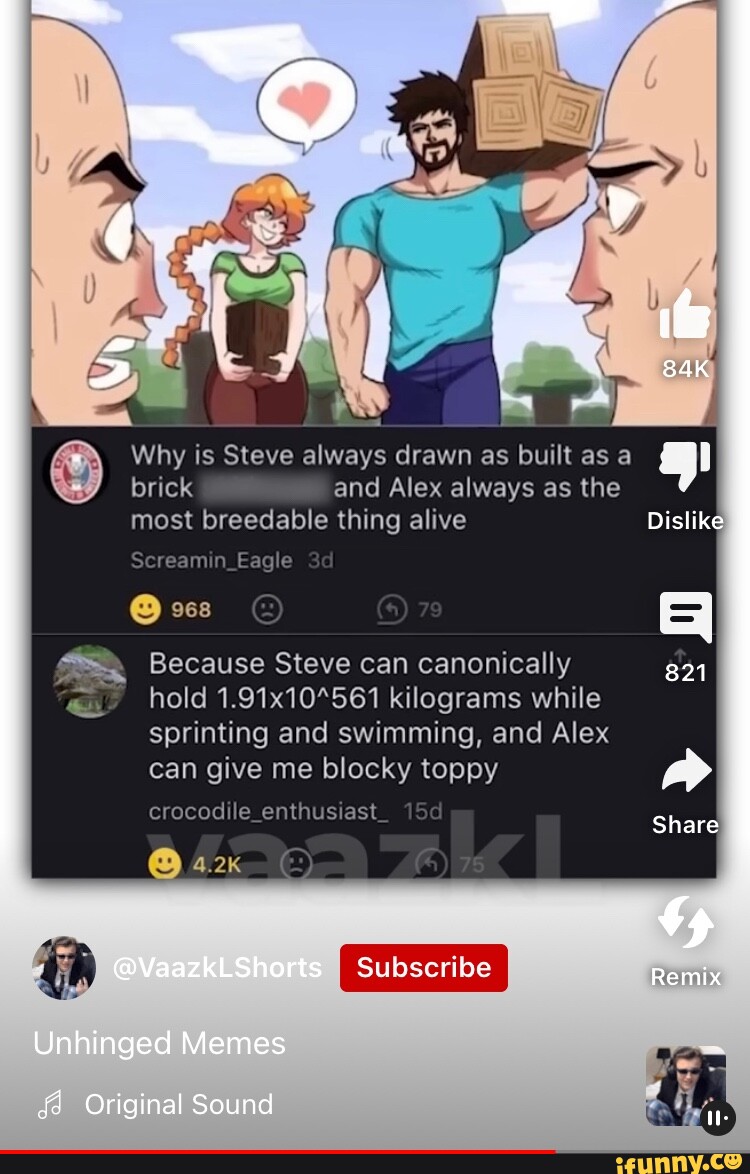 Why is Steve always drawn as built as a brick and Alex always as the ...