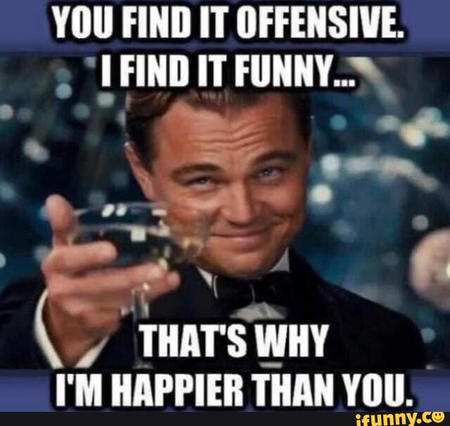 YOU FIND IT OFFENSIVE. FIND IT FUNNY... Du THAT'S WHY I'M HAPPIER THAN ...