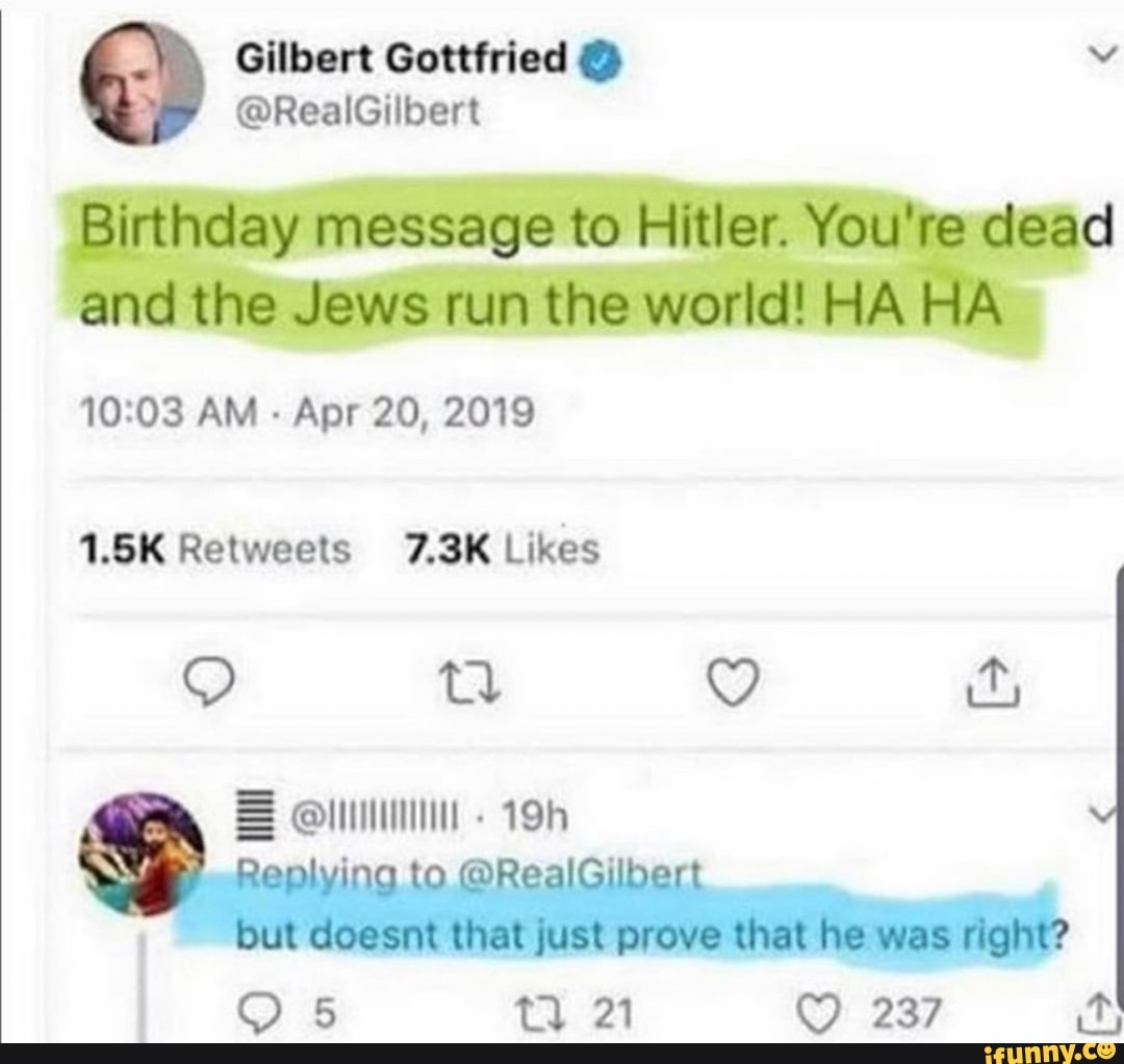 Gilbert Gottfried v 10:03 AM Apr 20, 2019 Likes - iFunny