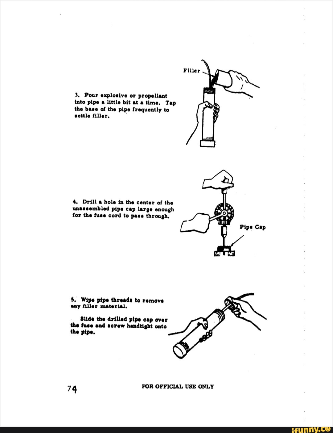 Filler 3. Pour explosive or propellant into pipe a little bit at atime ...