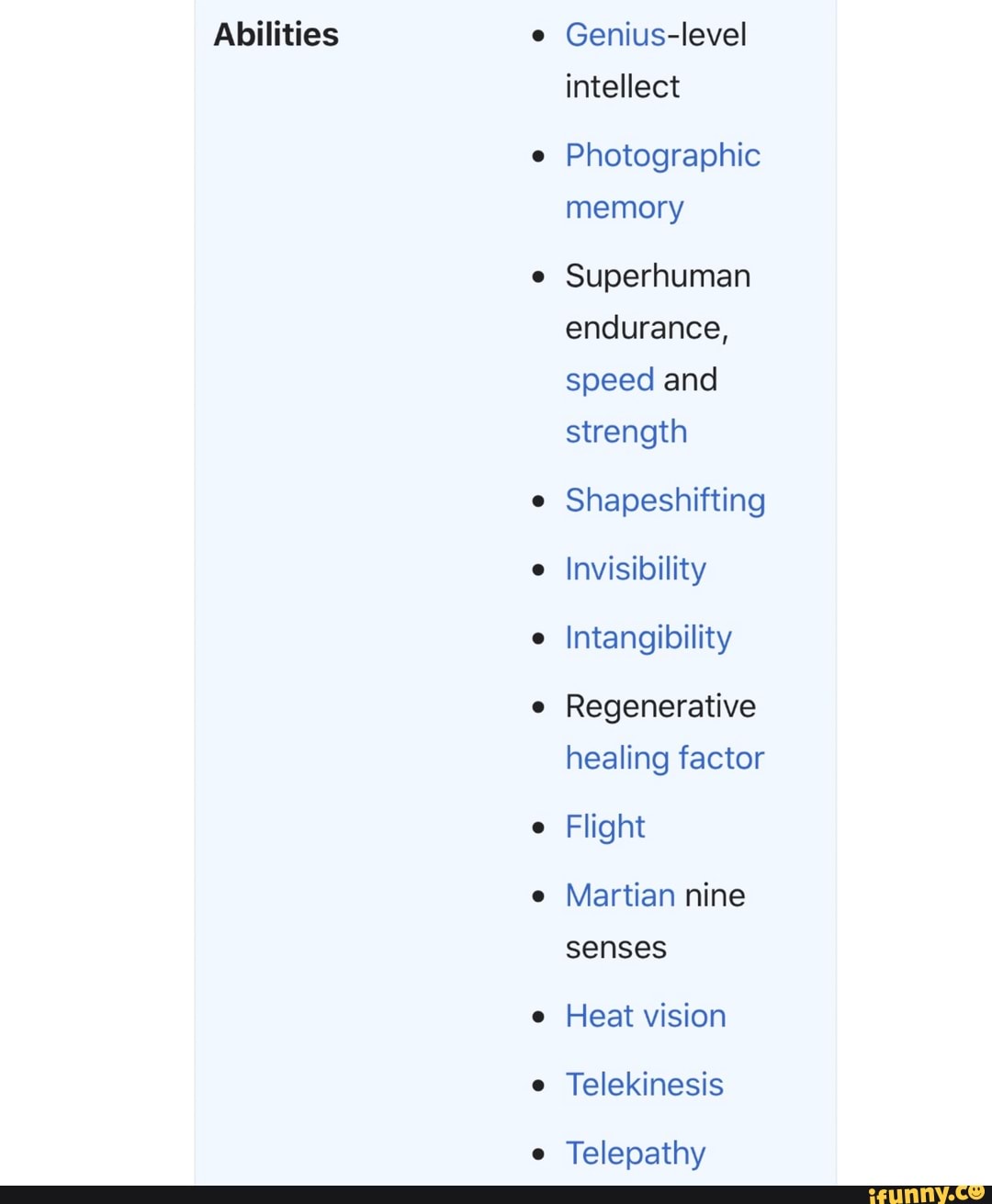 Abilities Genius-level intellect Photographic memory Superhuman ...