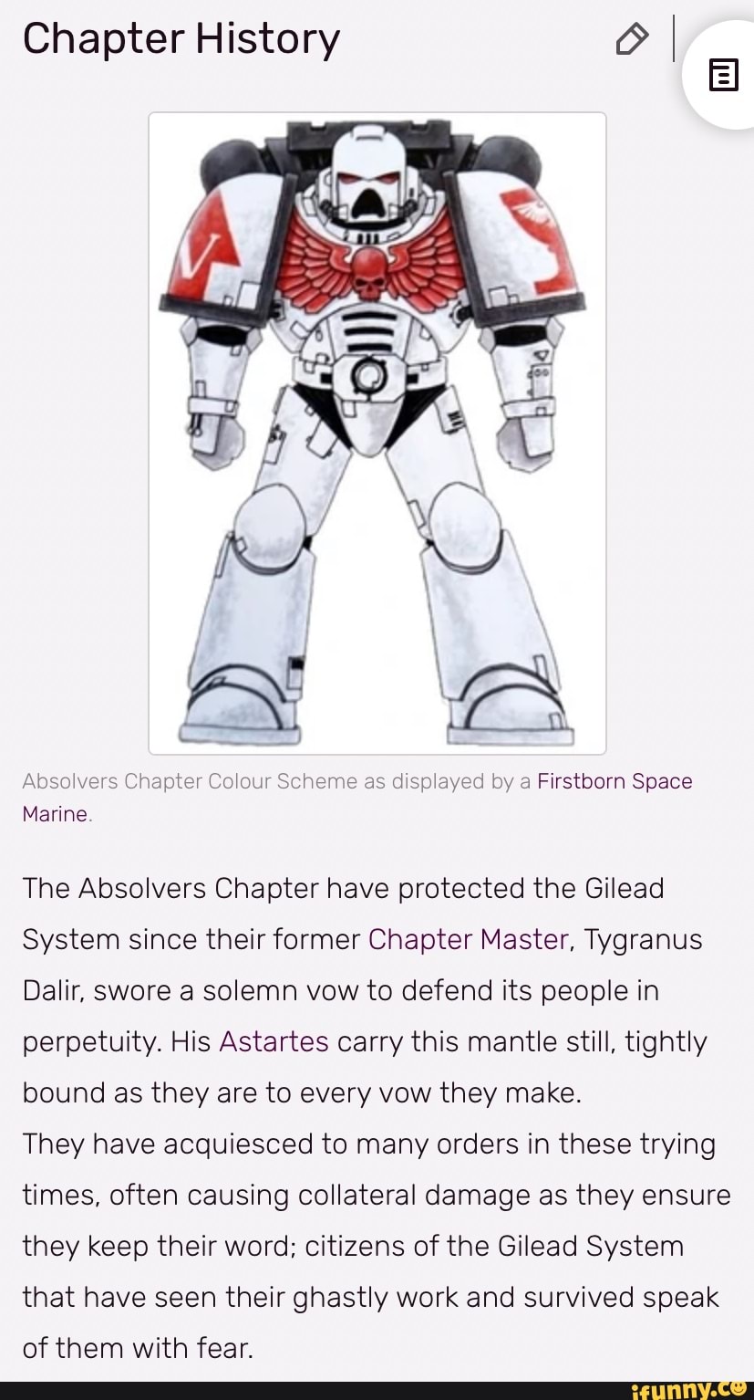 Chapter History I Absolvers Chapter Colour Scheme as displayed by a ...