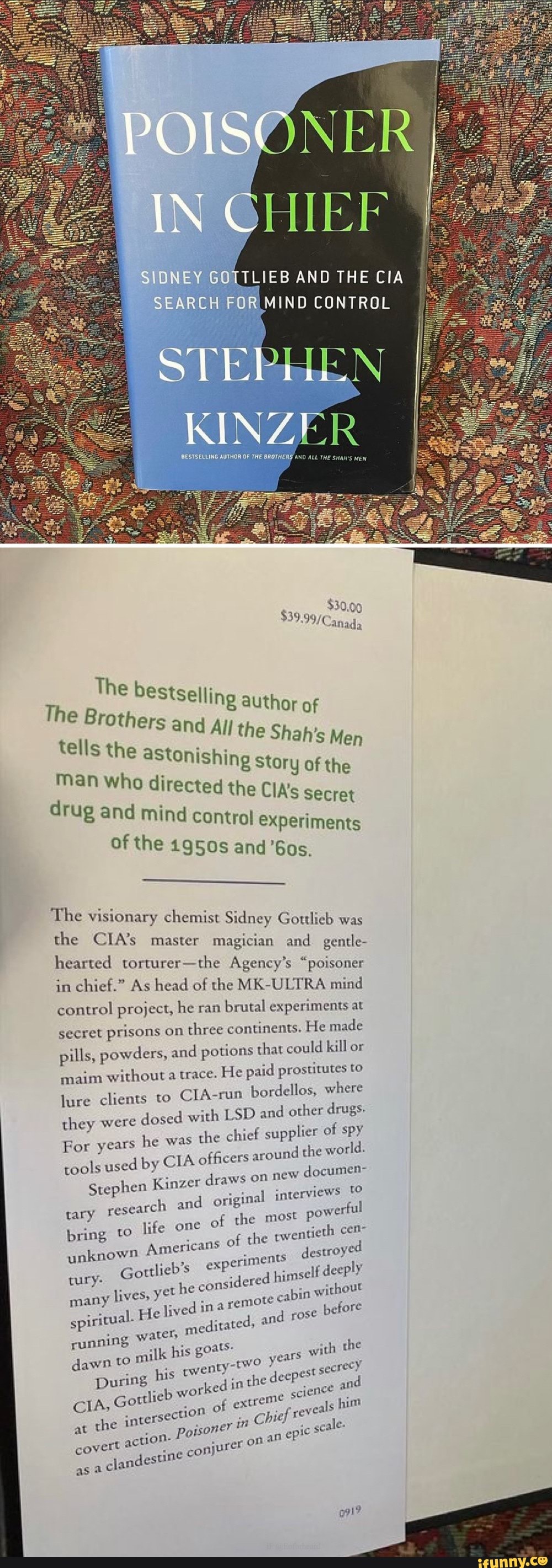 POIS HIE SIONEY TTLIEB AND THE CIA MIND CONTROL STEPHEN KINZER $39.99 ...