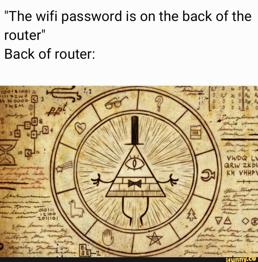 "The wifi password is on the back of the router" Back of router: - iFunny