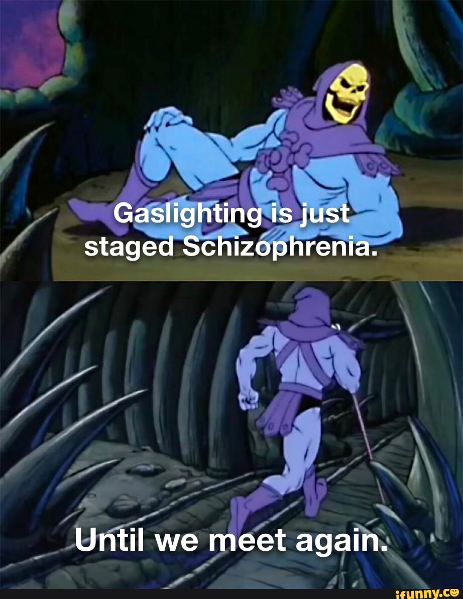 Gaslighting is just staged Schizophrenia. Until we meet again. - iFunny