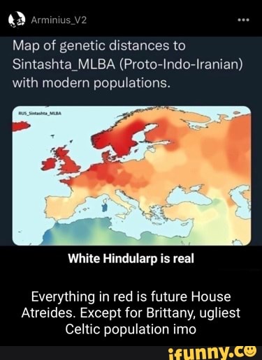 Map of genetic distances to Sintashta_MLBA (Proto-Indo-lranian) with ...