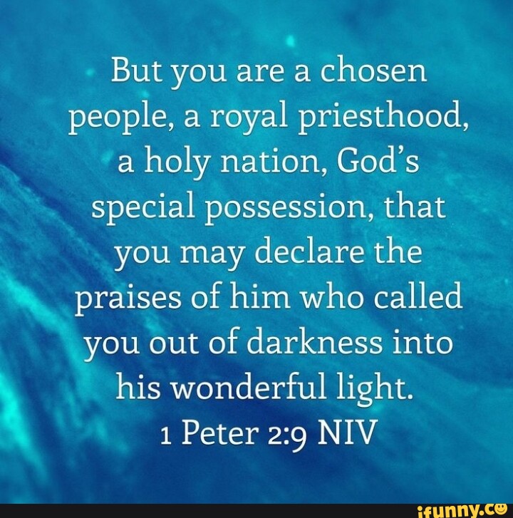 But you are a chosen people, a royal priesthood, a holy nation, God's ...