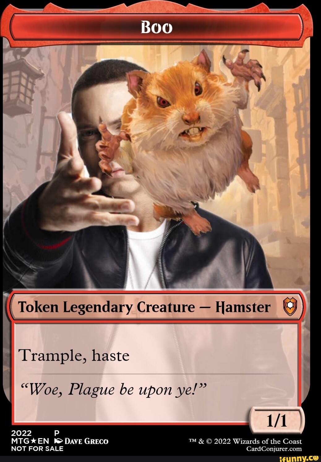 Boo Token Legendary Creature - Hamster Trample, haste "Woe, Plague be ...